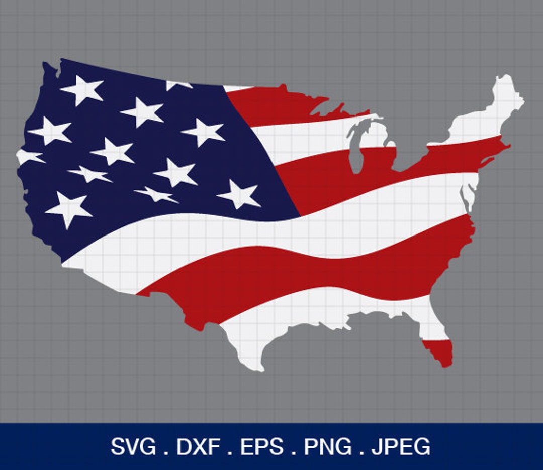 America Map Svg, 4th of July Svg, Fourth of July Svg, American Flag Svg ...