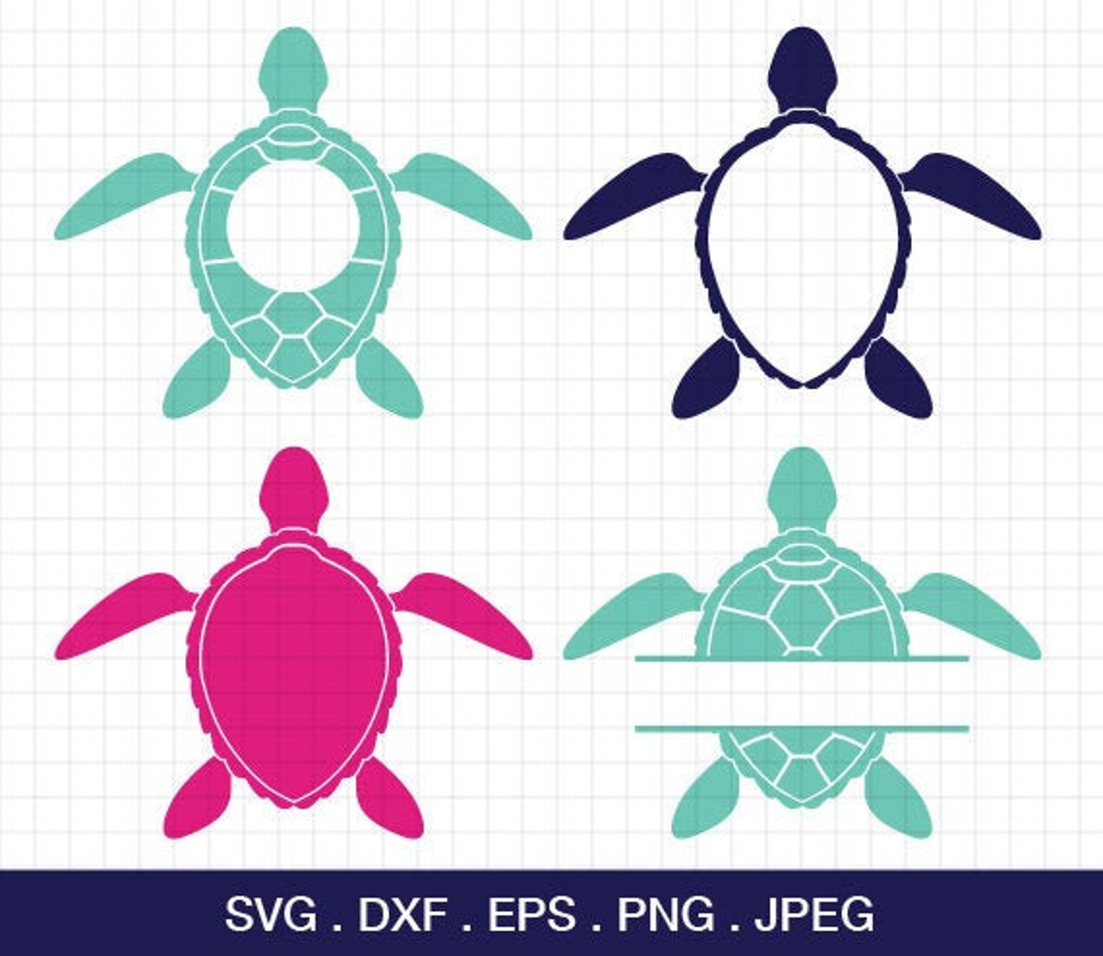 Sea Turtle SVG, Sea Turtle Monogram Frames SVG, Sea Turtle Silhouettes ...
