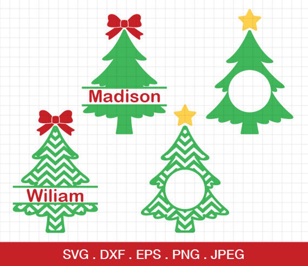 Christmas Tree Svg, Christmas Tree Monogram Svg, Tree With Bow Svg ...