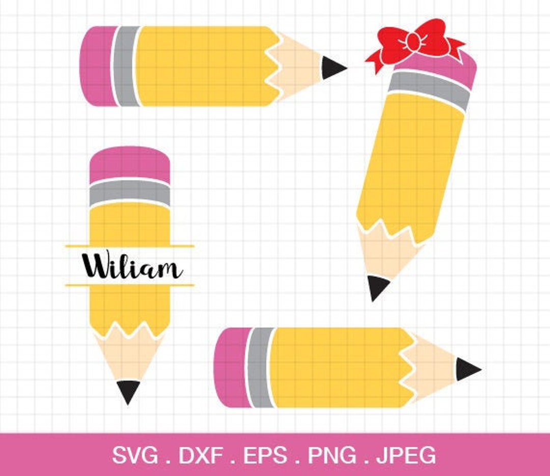 Pencil Svg, Pencil Monogram Frames, Teacher Svg, Teacher Monogram, Back ...