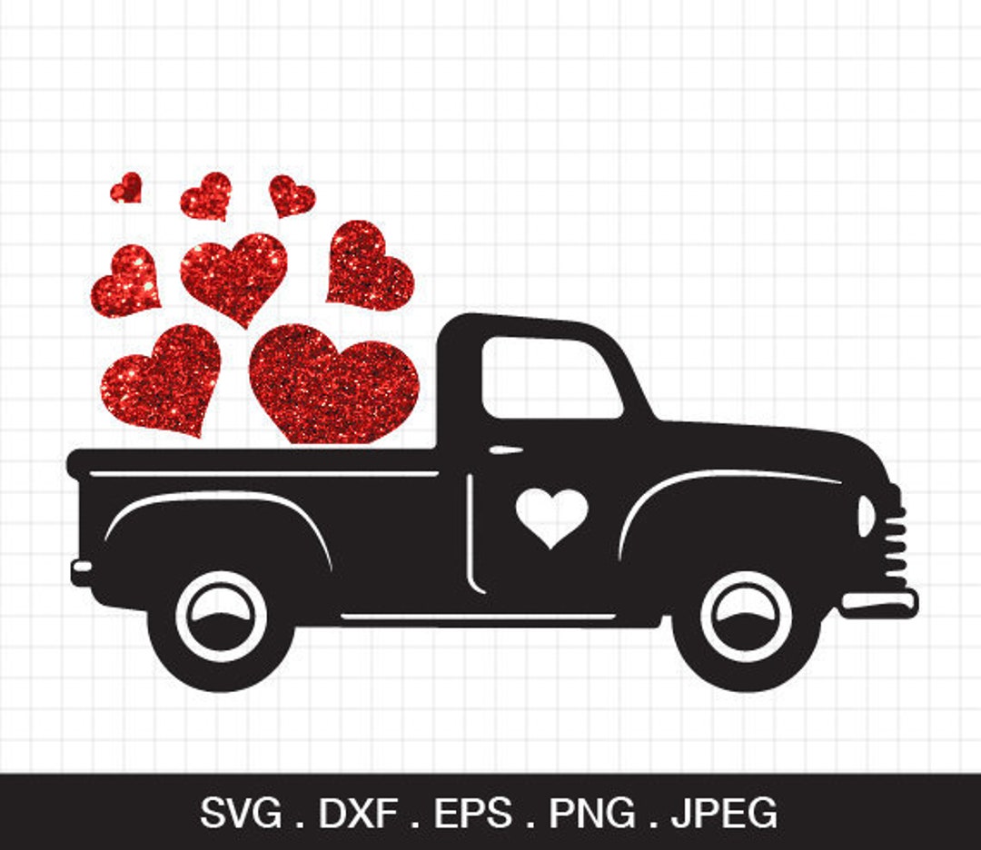 Valentine Truck Svg, Valentine's Day Svg, Red Truck With Heart Svg ...