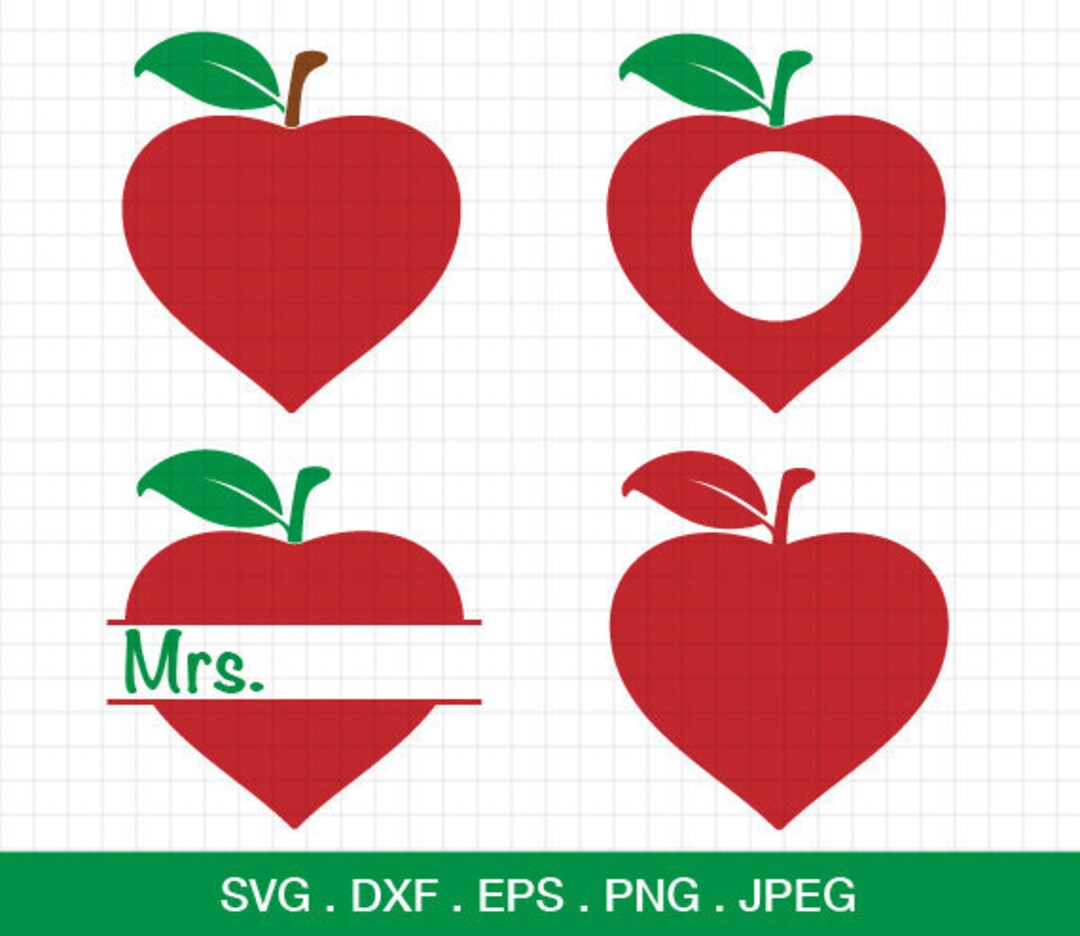 Teacher SVG File, Teaching Apple Monogram SVG File, Teacher Heart Svg ...