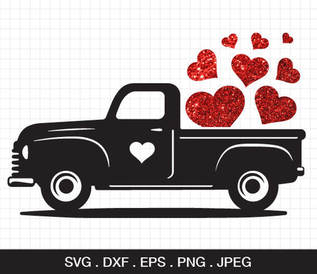 Valentine Truck Svg, Valentine's Day Svg, Red Truck With Heart Svg ...