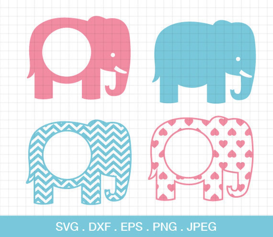 Elephant SVG, Elephant Monogram Frames, Baby Elephant SVG, Yeti ...