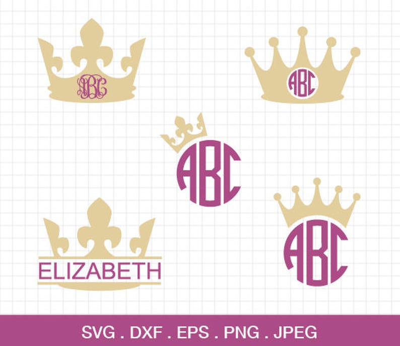 Crown Svg Crown Monogram Frames Svg Crown Frames Svg Princess | Etsy