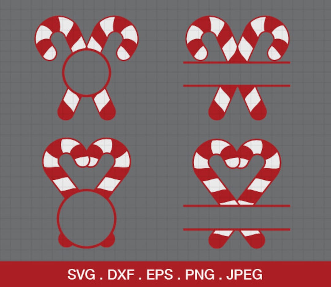 Candy Cane Svg, Candy Svg, Candy Cane Monogram Frame SVG, Holiday Candy ...