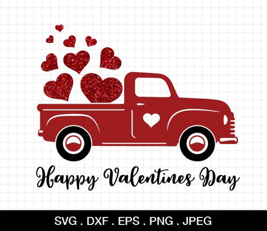 Valentine Truck Svg, Valentine's Day Svg, Red Truck With Heart Svg ...
