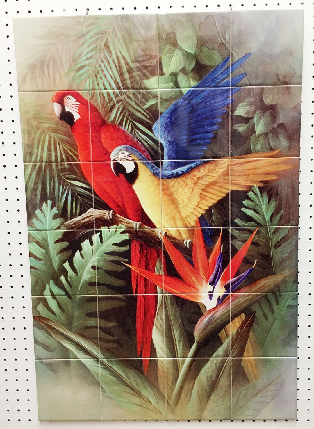 Hangable Tile Mural / Parrots Tropical Tile Mural for Bathroom, Shower ...