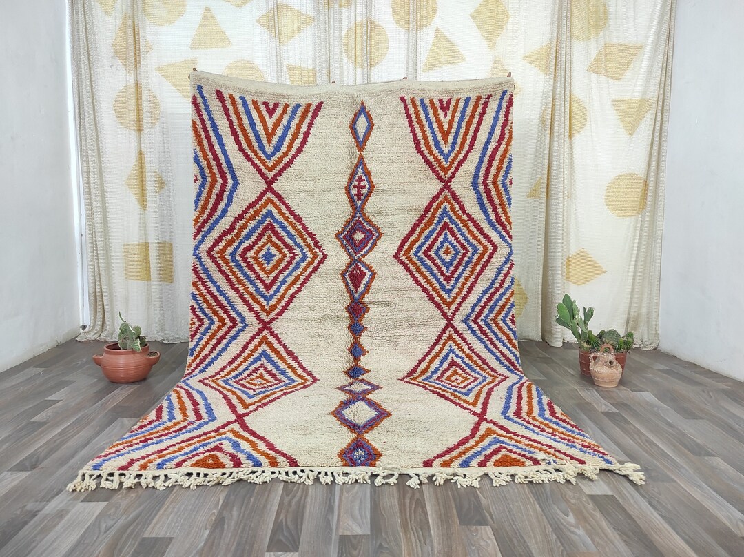 MOROCCAN COLORFUL WOOL Rug Sheep Wool Rug, Berber Cartpet ,stiped ...