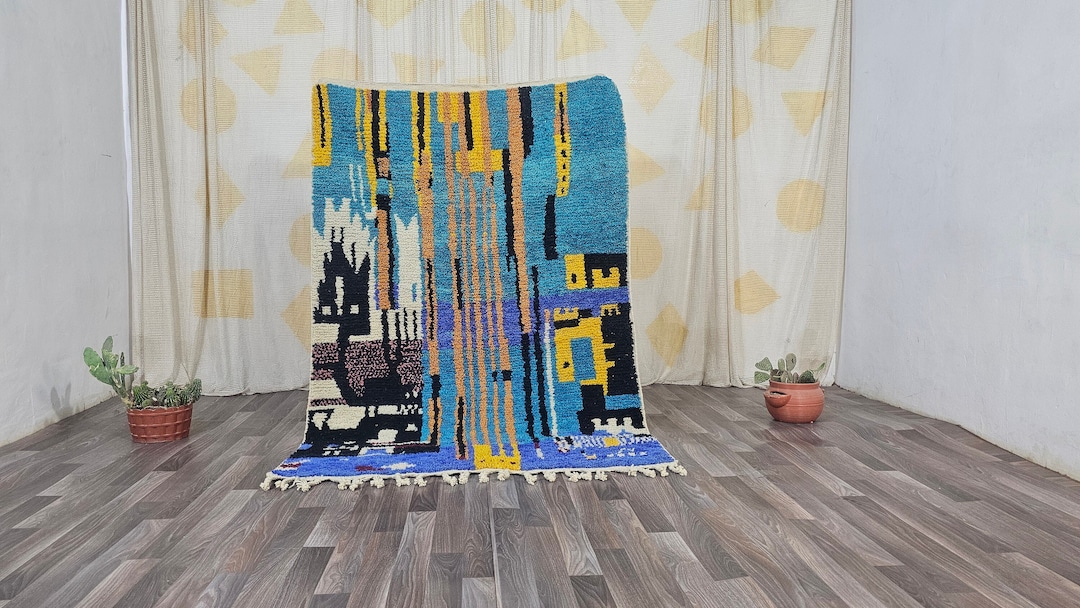 Amazing Berber Rug, Blue Wool Rug, Custom Beni Ourain Rug,unique ...