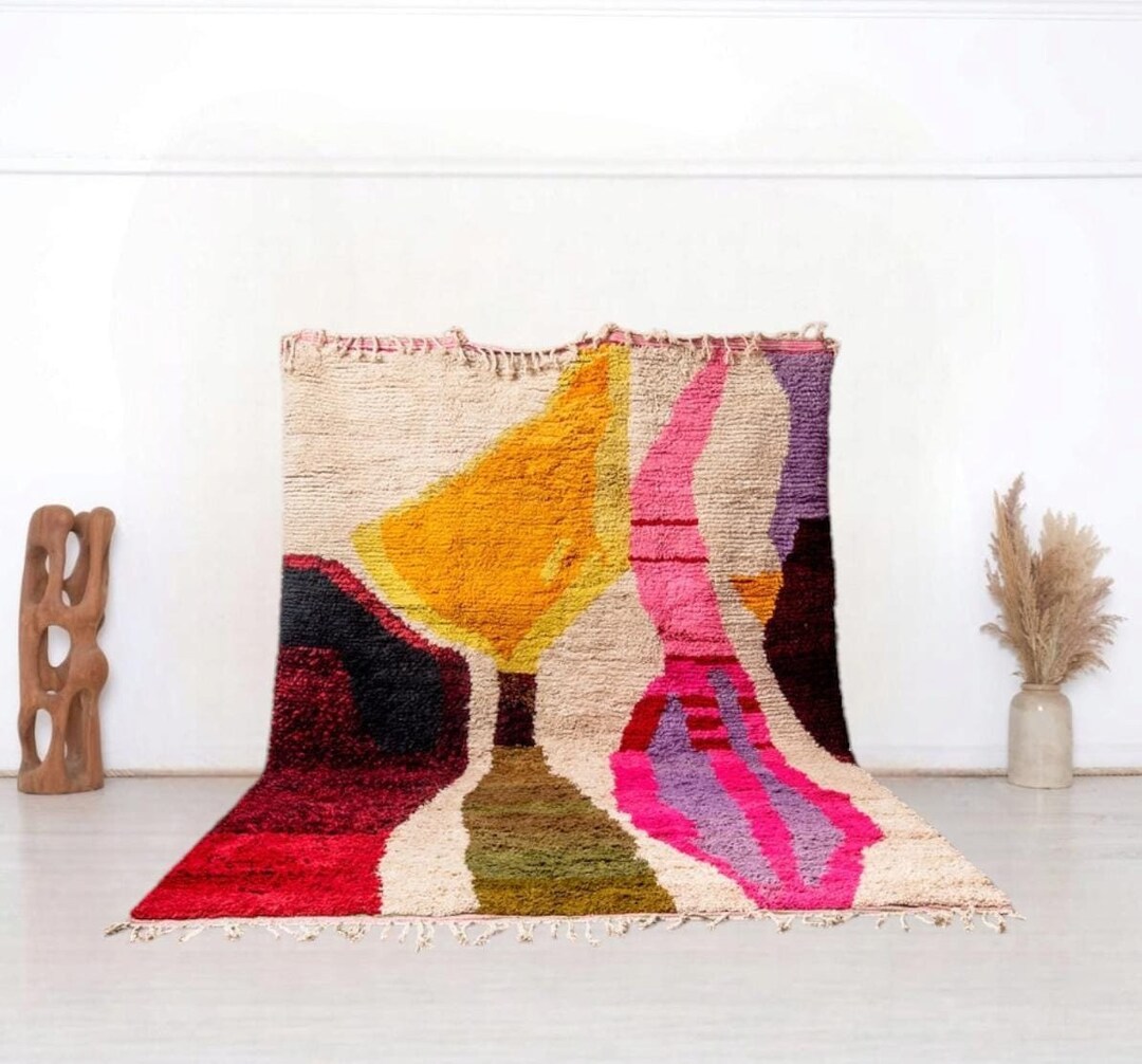 Handmade Multi Colored Wool Rug: Berber Hand Knotted Mrirt Rug - Etsy