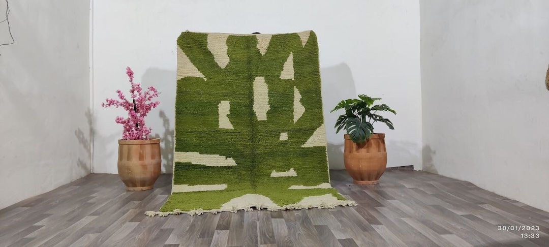 AMAZING MINIMALISTIC GREEN Rugs ,moroccan Custom Rugs ,green Wool Rug ...