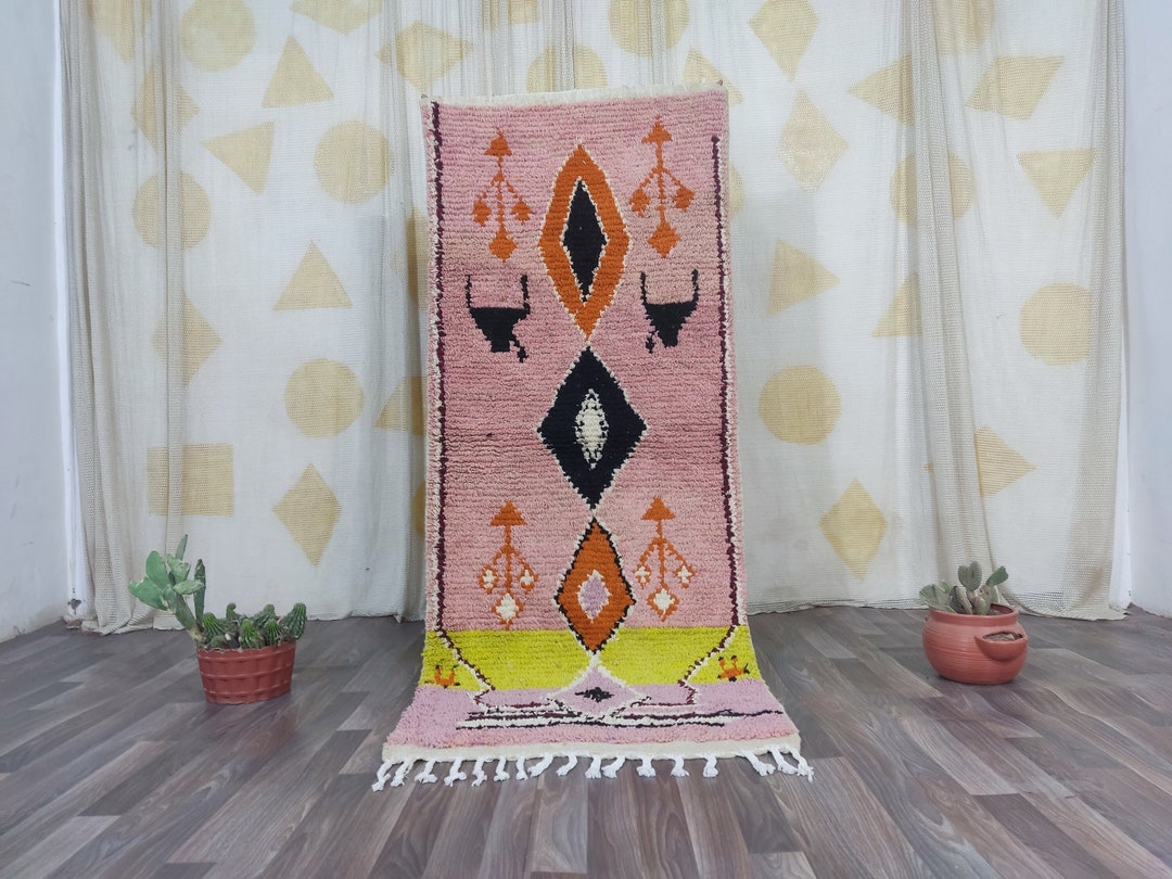 Luxurious Moroccan Runner Rug -pink Berber Colorful Runner Rug ...