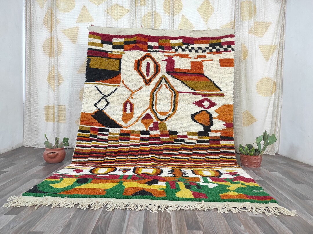 Gorgeous Beni Ourain Rug artistic Berber Rug geometric Wool Rug ...