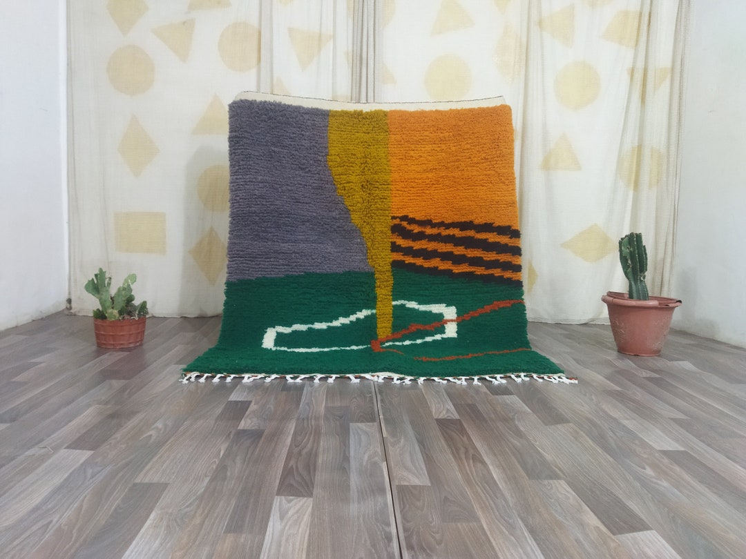 AMAZING MINIMALISTIC GREEN Rugs ,moroccan Custom Rugs ,green Wool Rug ...