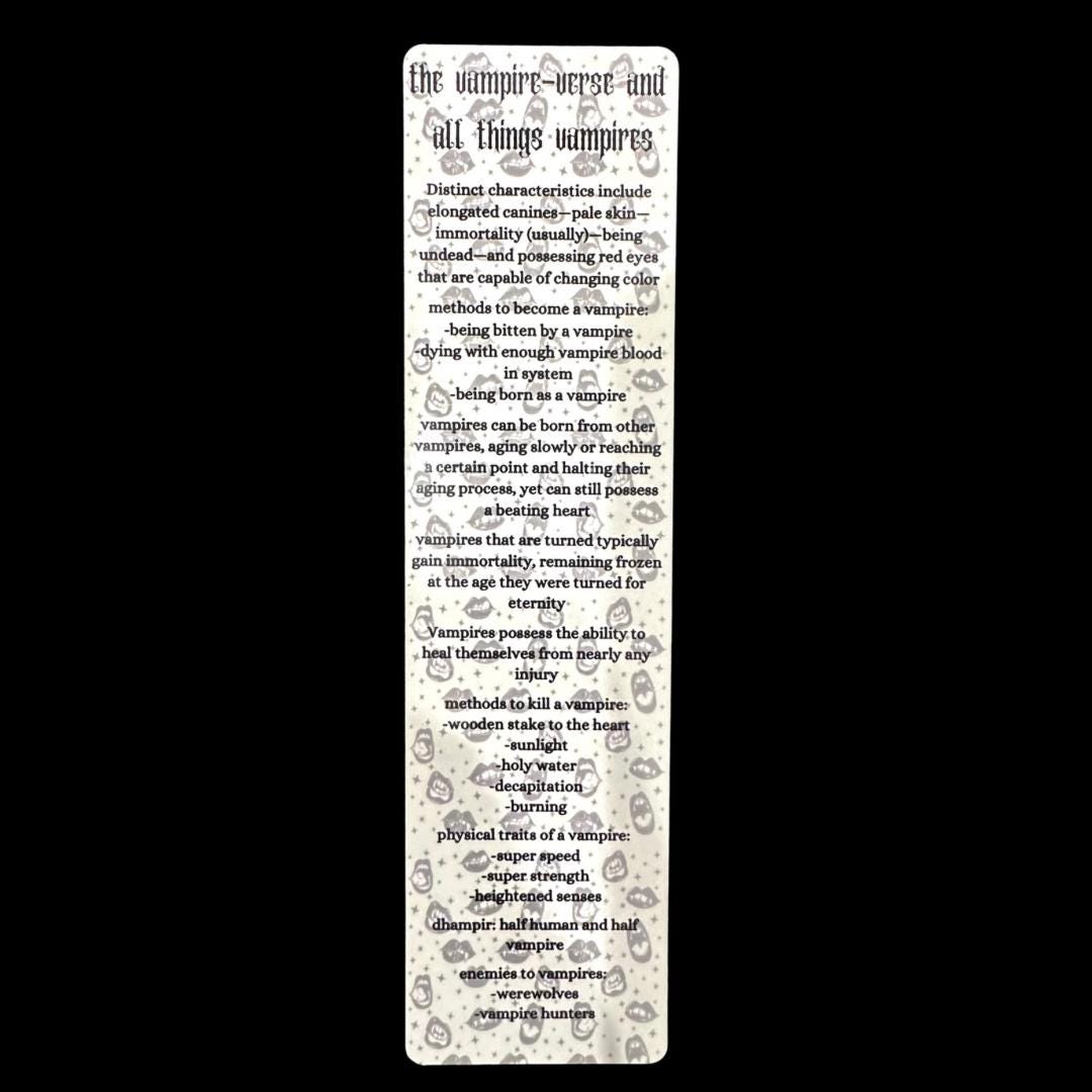 Vampire Verse Cheatsheet Bookmark/ Cheatsheet Bookmark/ Reference ...