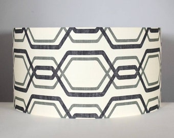 Dark Blue Scandinavian Fabric Lampshade, Gold Silver or White Lining ...