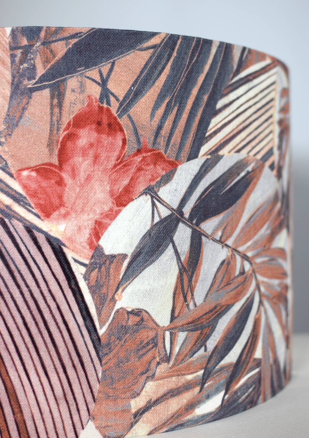 Dusky Pink Oriental Leaf Lampshade, Gold Lining Option, Bamboo Pattern ...