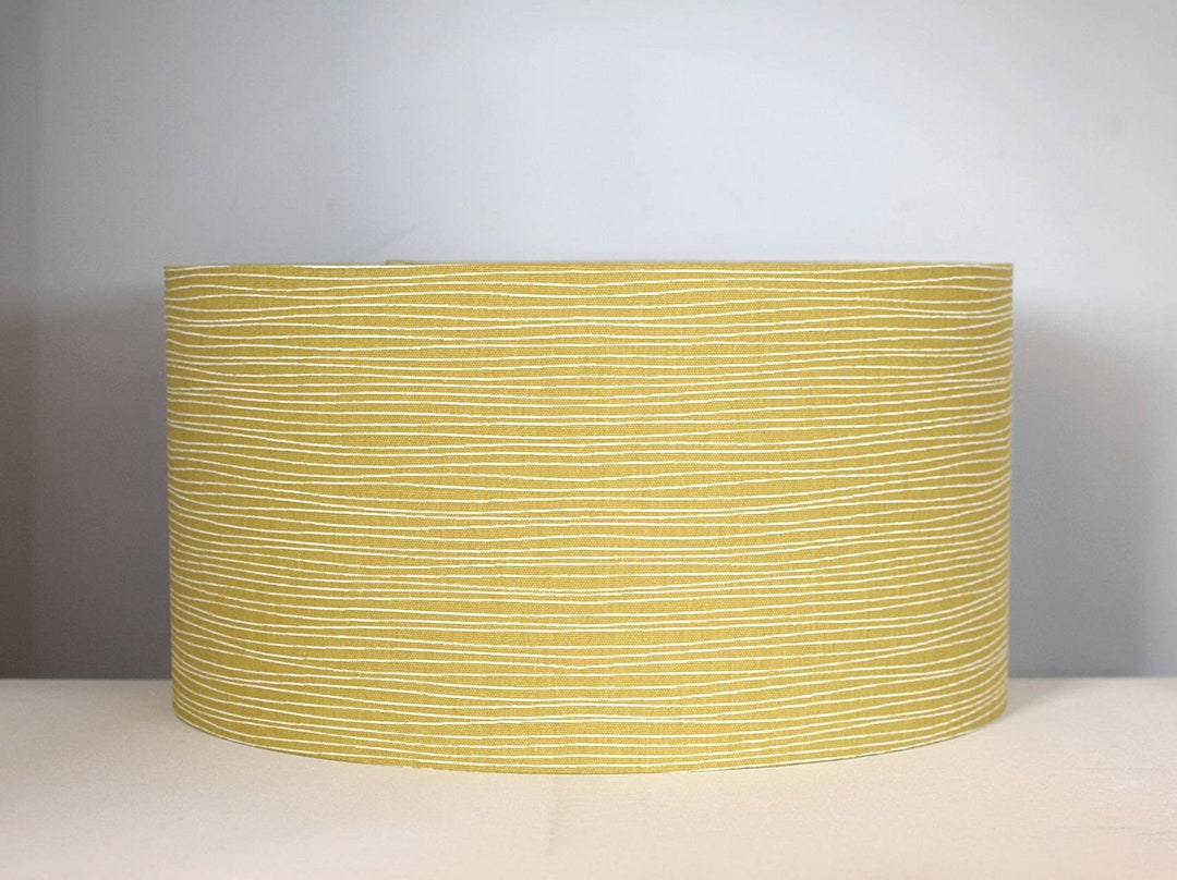 Striped Mustard Yellow Scandinavian Fabric Lampshade Handmade by Vivid ...