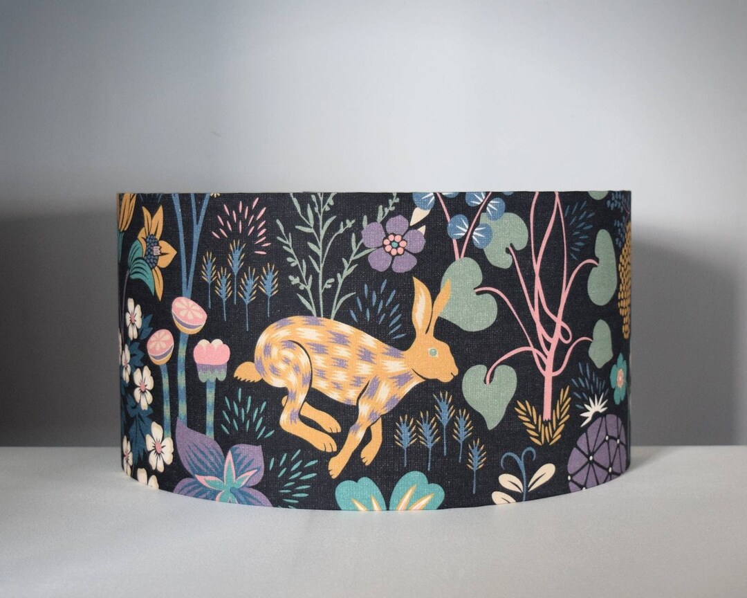Rabbit Lampshade Floral Pattern With Gold Silver or White Lining, 20cm ...