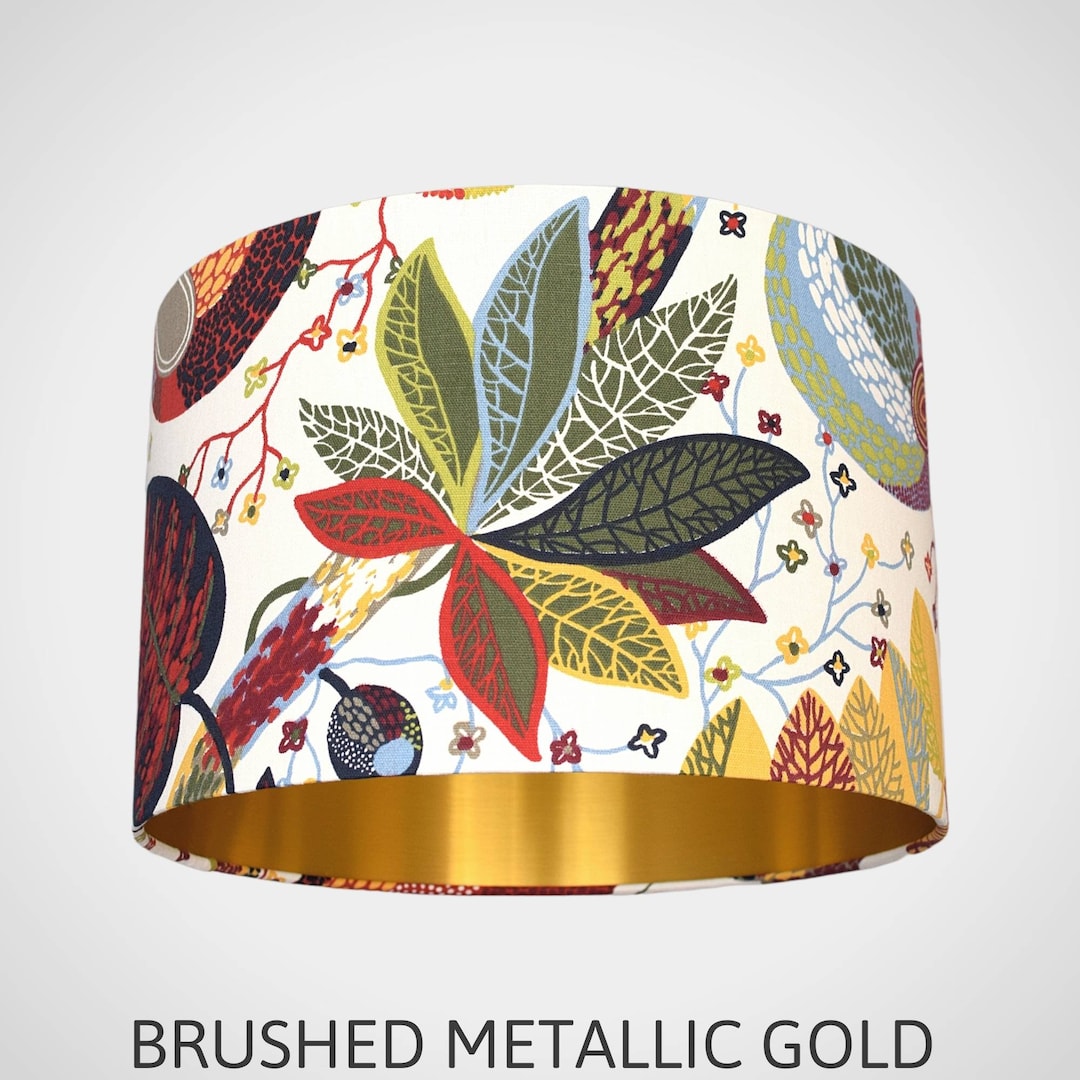 Beautiful Leaf Lampshade With Gold Lining, Tropical Pattern 25cm to ...