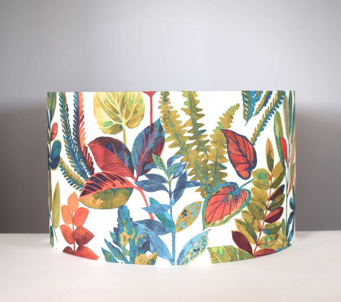 Colourful Botanical Lampshade Gold or Silver Lining Option | Etsy