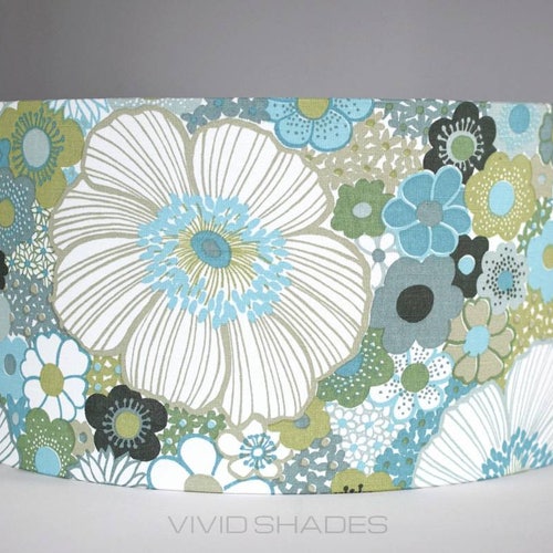 Blue Geometric Drum Lampshade 20cm to 45cm Ø by Vivid Shades - Etsy
