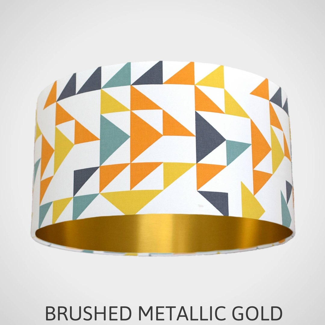 Retro Drum Lampshade Gold Lining 20cm to 40cm Diameter, Geometric ...