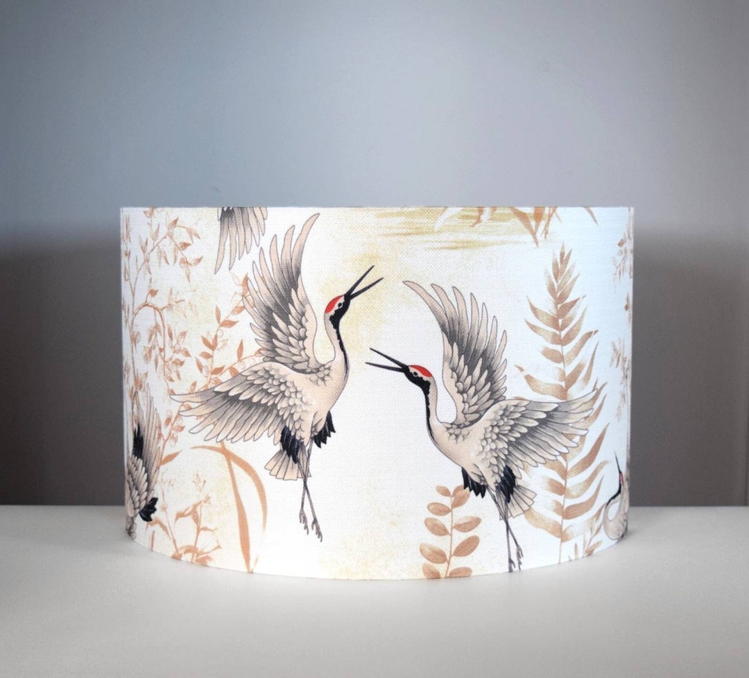 Crane Lampshade Bird Pattern With Gold Silver or White Lining, 20cm to ...