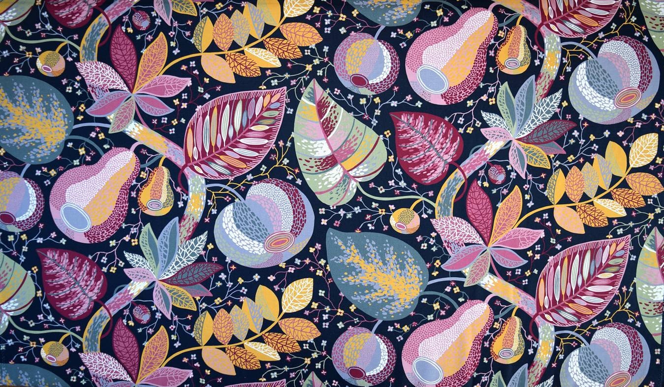 Rabbit and Flowers Fabric Scandi Pattern, by the Half Meter or Meter ...