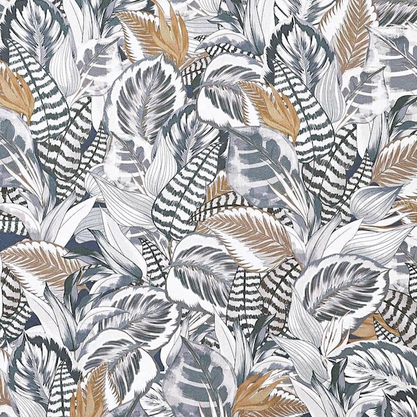 Gray Leaf Fabric - Etsy