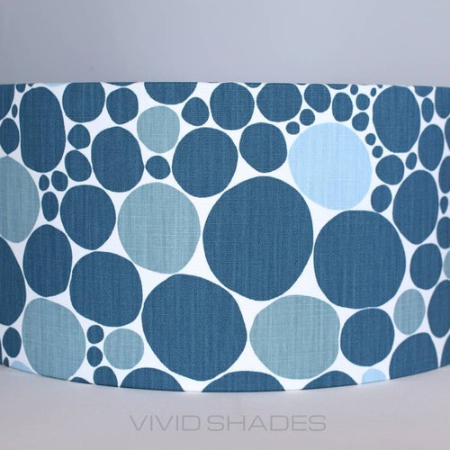 Blue Geometric Drum Lampshade 20cm to 45cm Ø by Vivid Shades - Etsy