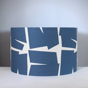 Blue Geometric Scandinavian Lampshade, Gold Lining Option, Funky Scandi ...