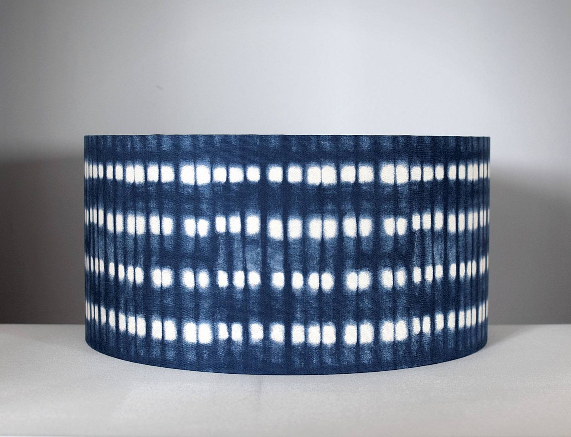 Blue Geometric Drum Lampshade 20cm to 45cm Ø by Vivid Shades - Etsy