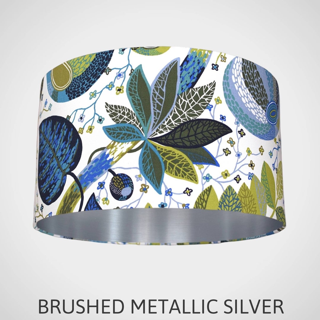 Tropical Scandi Leaf Lampshade Silver Lining 25cm to 45cm Diameter ...