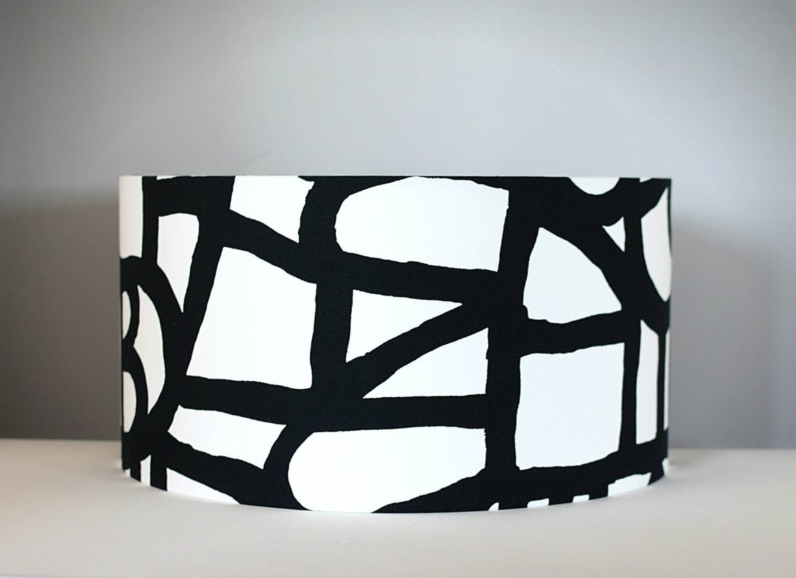 Monochrome Abstract Geometric Lampshade Gold Silver or White - Etsy UK