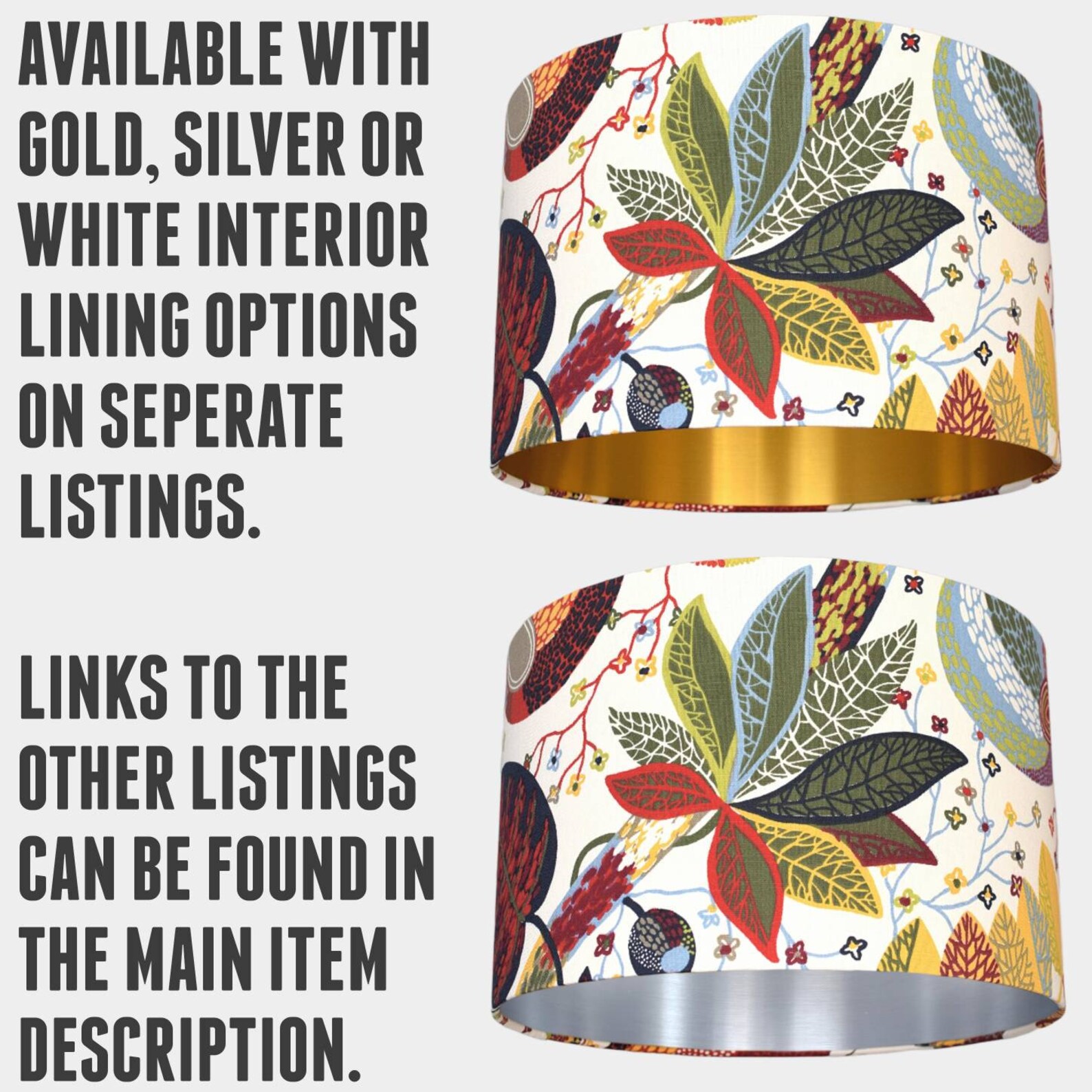 Colourful Leaf Lampshade Tropical Botanical Fruits | Etsy