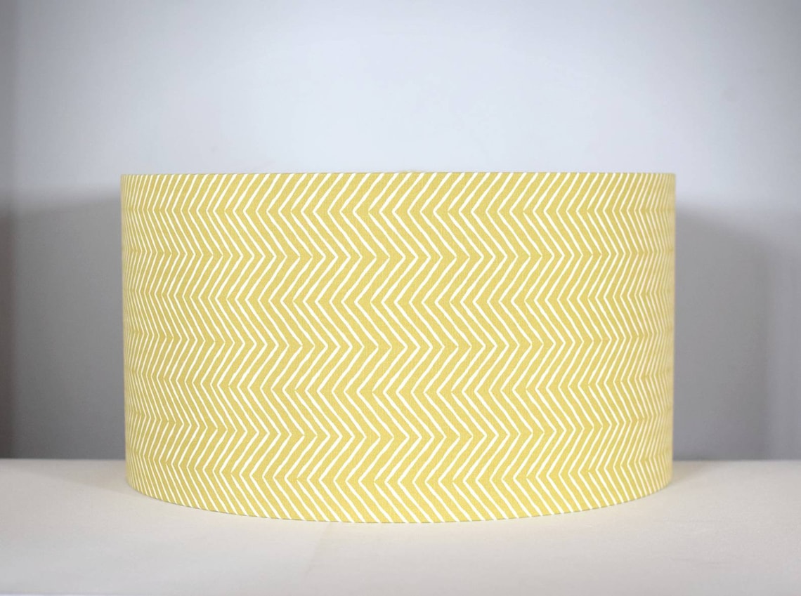 Striped Mustard Yellow Scandinavian Fabric Lampshade Handmade by Vivid ...