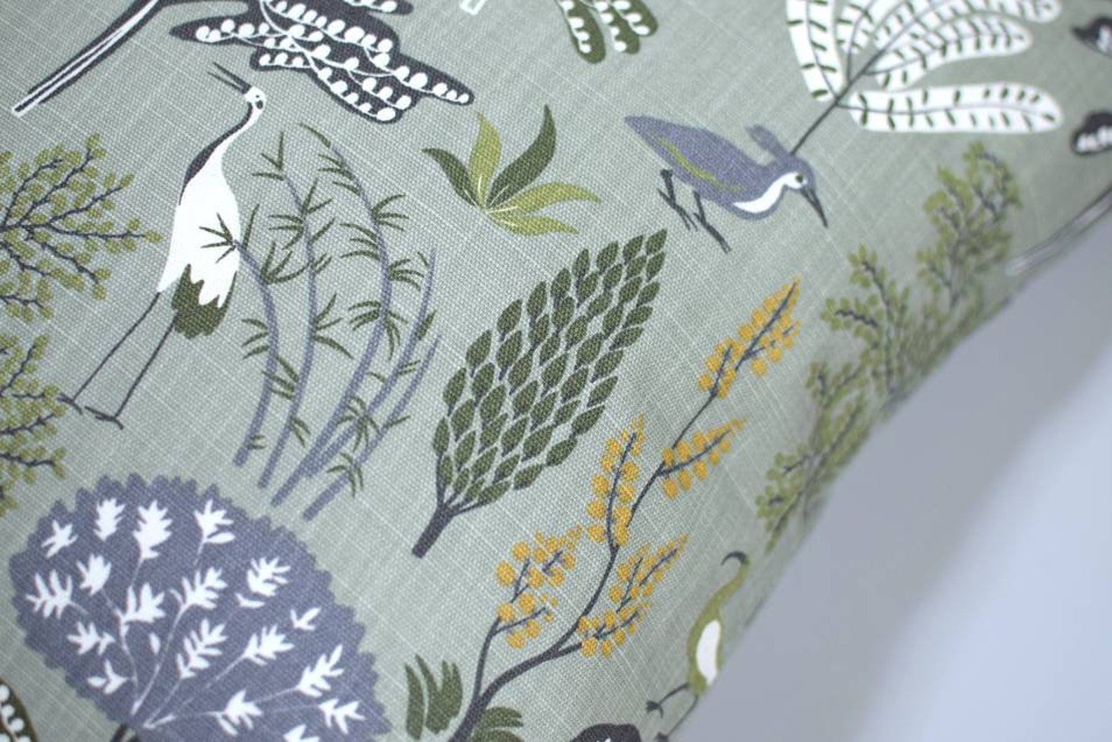 Woodland Trees & Birds Green Cushion Cover, Scandi Pattern, 40cm to ...