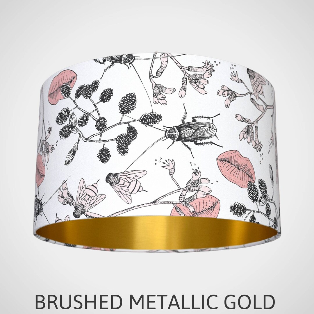 Bee Lampshade Botanical With Gold Lining, Beetles Insects and Lips ...