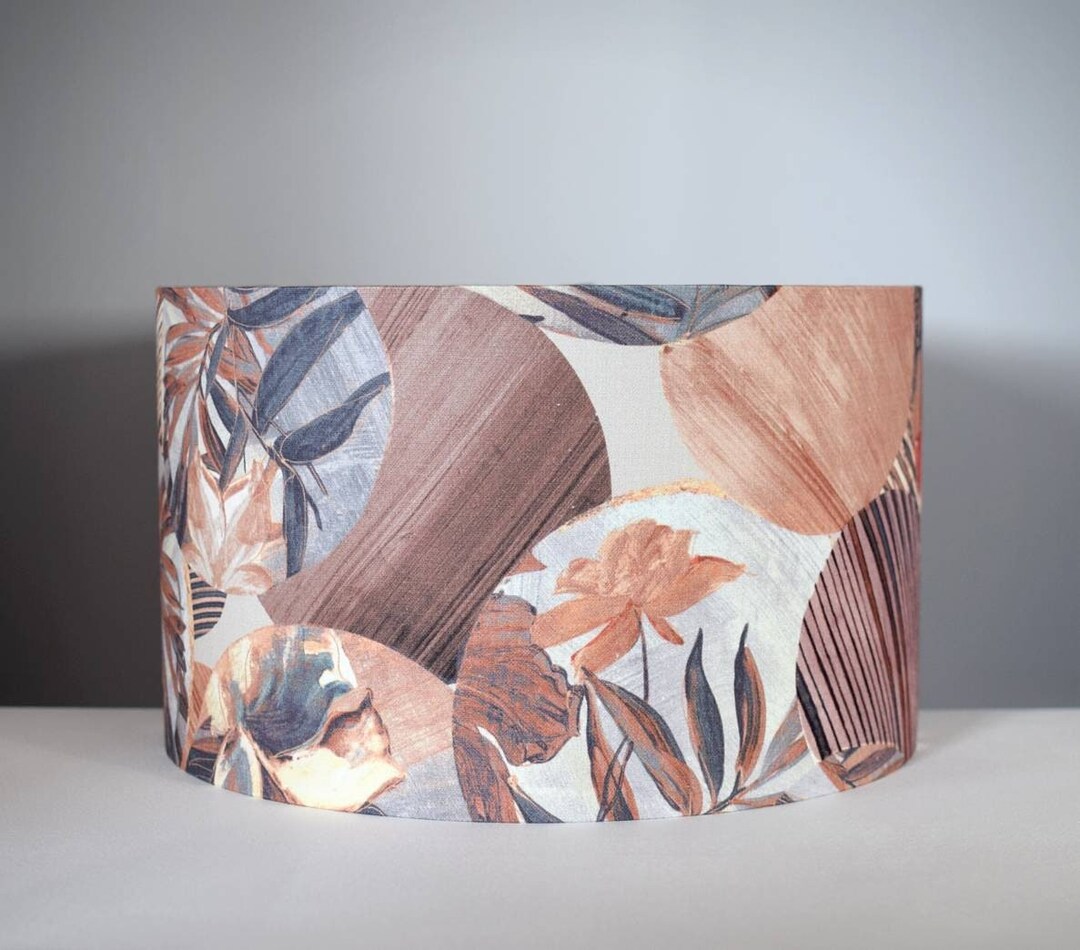 Dusky Pink Oriental Leaf Lampshade, Gold Lining Option, Bamboo Pattern ...