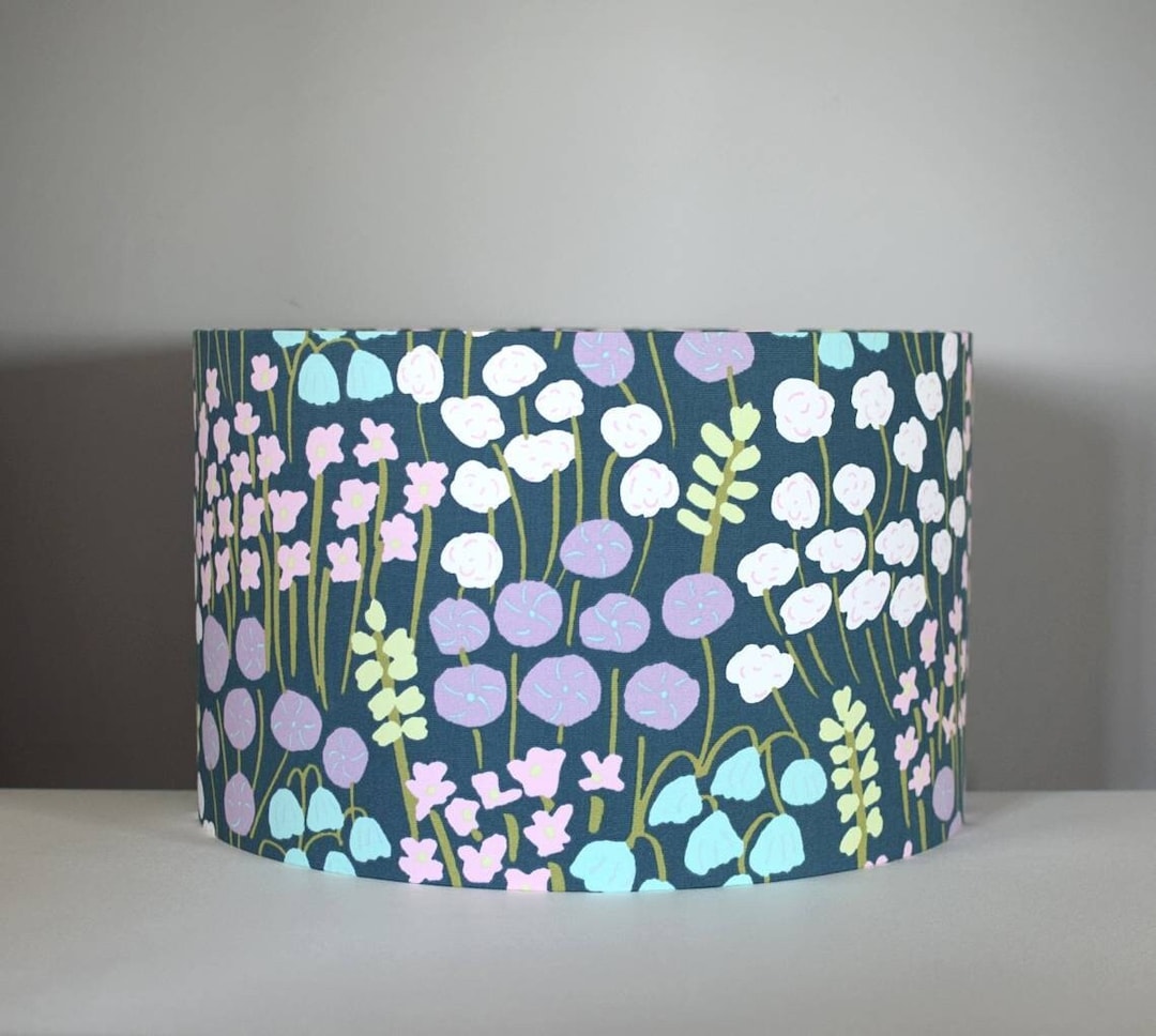 Colourful Flower Lampshade, Gold or Silver Lining Option, Floral Scandi ...