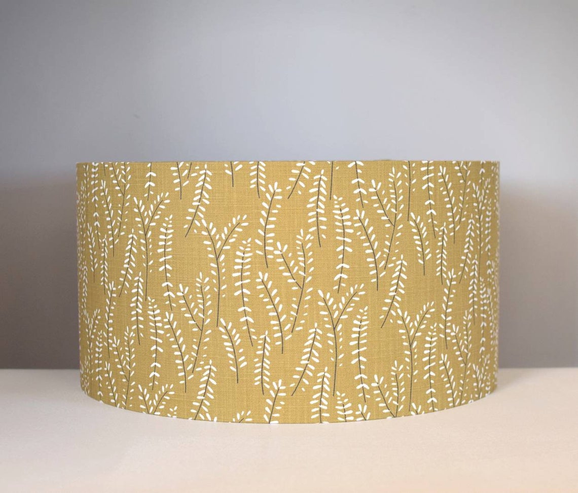 Striped Mustard Yellow Scandinavian Fabric Lampshade Handmade by Vivid ...