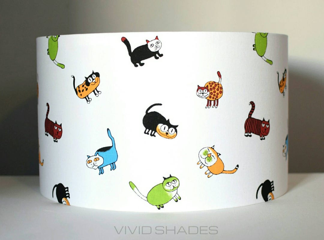 Cat Lampshade, Handmade by Vivid Shades, True Scandinavian Fabric Retro ...