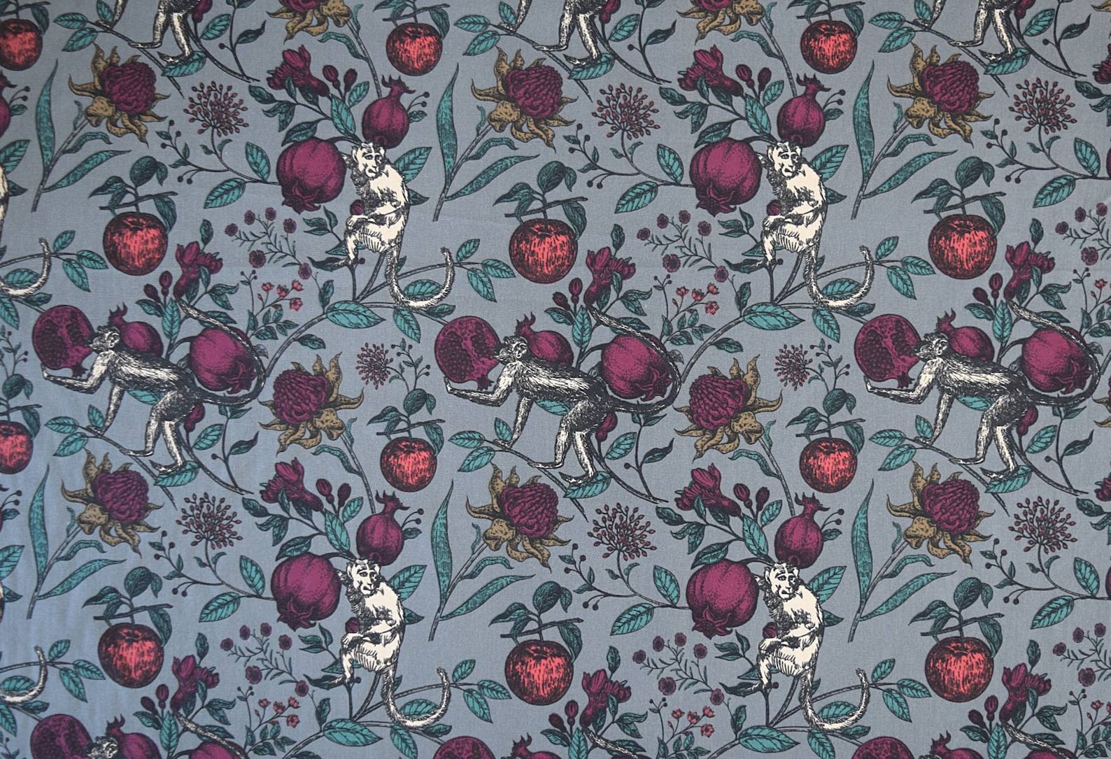 Rabbit and Flowers Fabric Scandi Pattern by the Half Meter or - Etsy