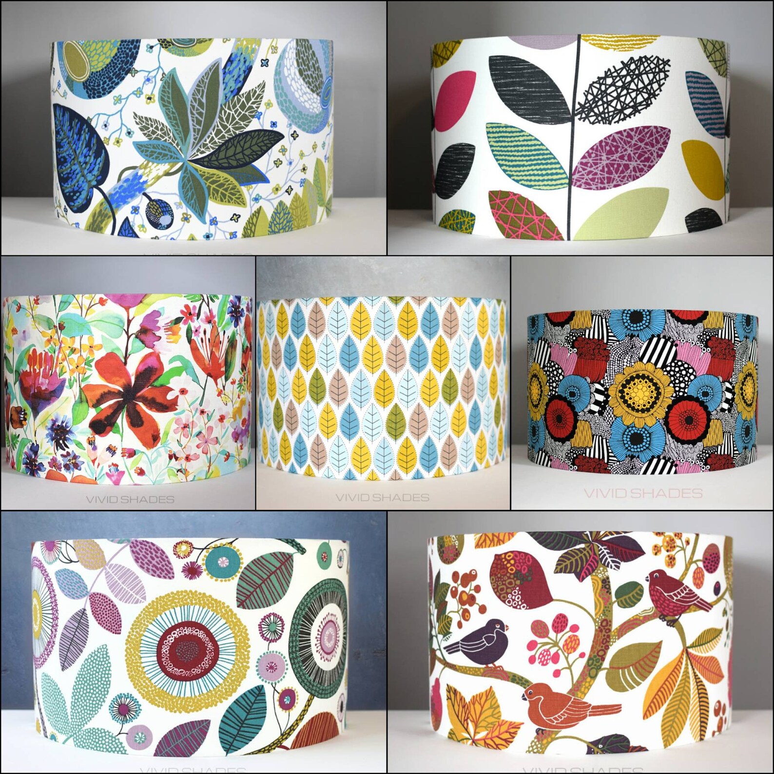 Scandinavian Tropical Bird Lampshade Handmade by Vivid Shades, 40cm or ...