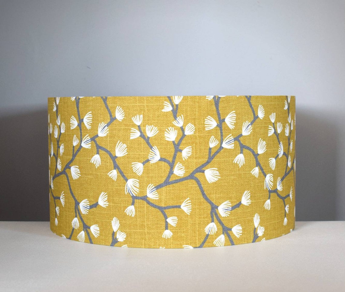 Striped Mustard Yellow Scandinavian Fabric Lampshade Handmade by Vivid ...