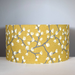 Striped Mustard Yellow Scandinavian Fabric Lampshade Handmade by Vivid ...