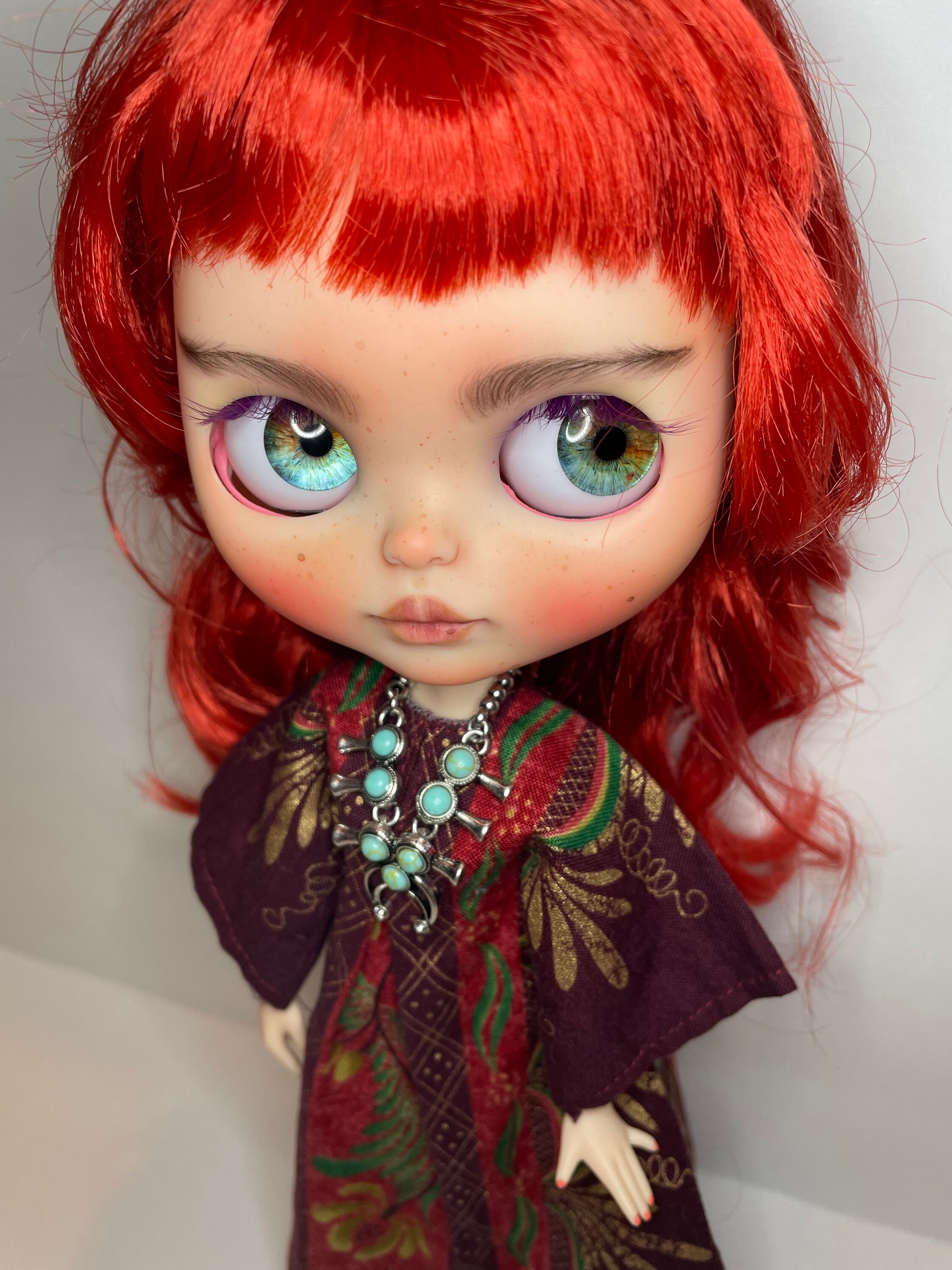 Blythe Doll Squash Blossom Necklace turquoise Boho Hippie - Etsy