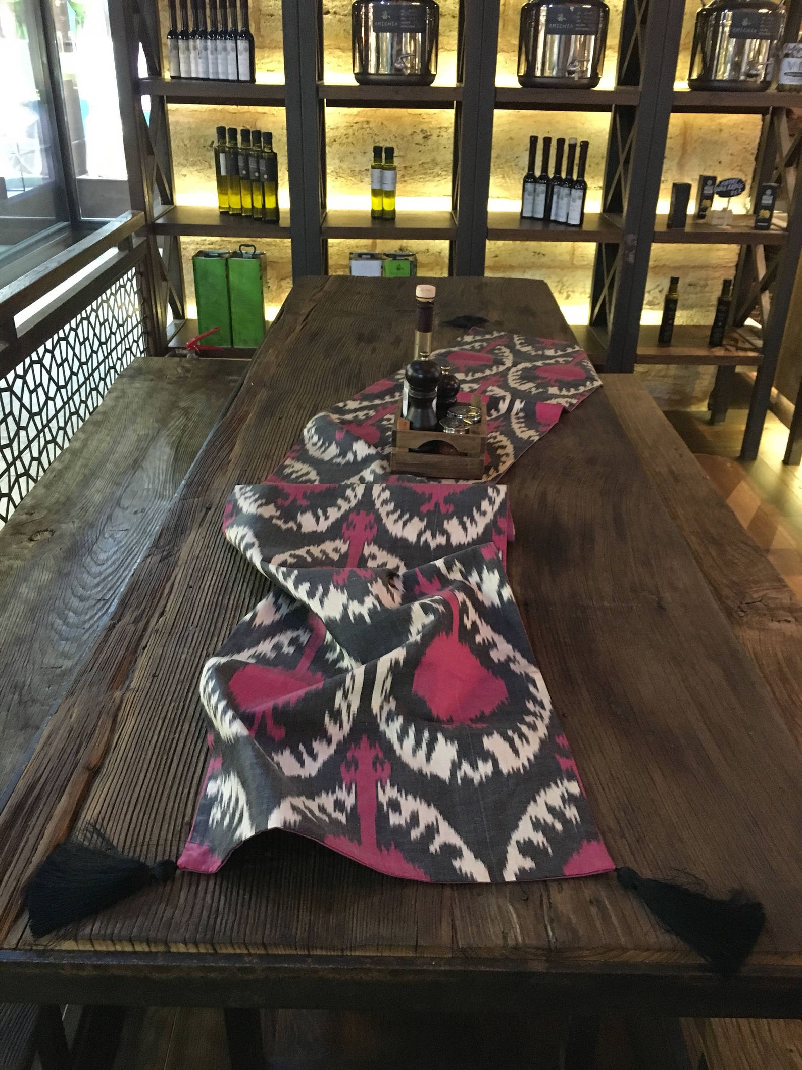 Silk Uzbek Ikat Table Decor Table Runner With Black Tassel - Etsy
